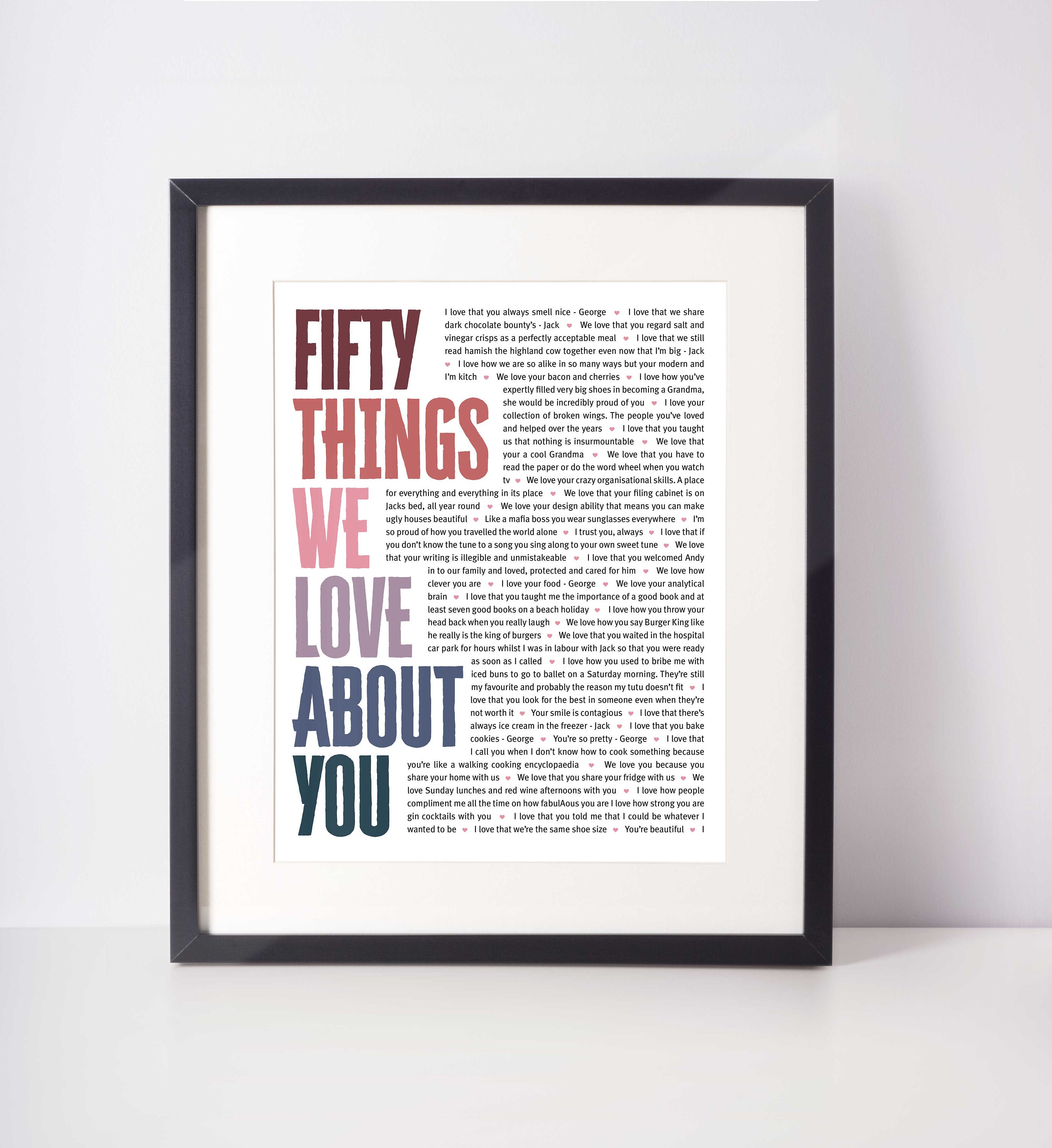 50 THINGS We Love About You; 50th Birthday Gift for Her; Gift for ...