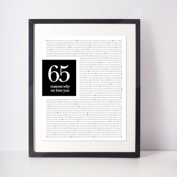 65 Reasons We Love You - Etsy