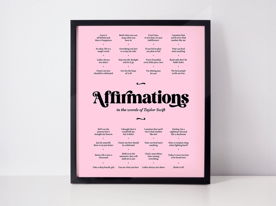Taylor Swift's Daily Affirmations, Self Love Lyrics Taylors Version ...