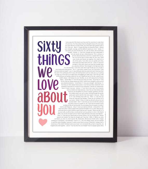 60 Things We Love About You 60 Things We Love About You | Etsy