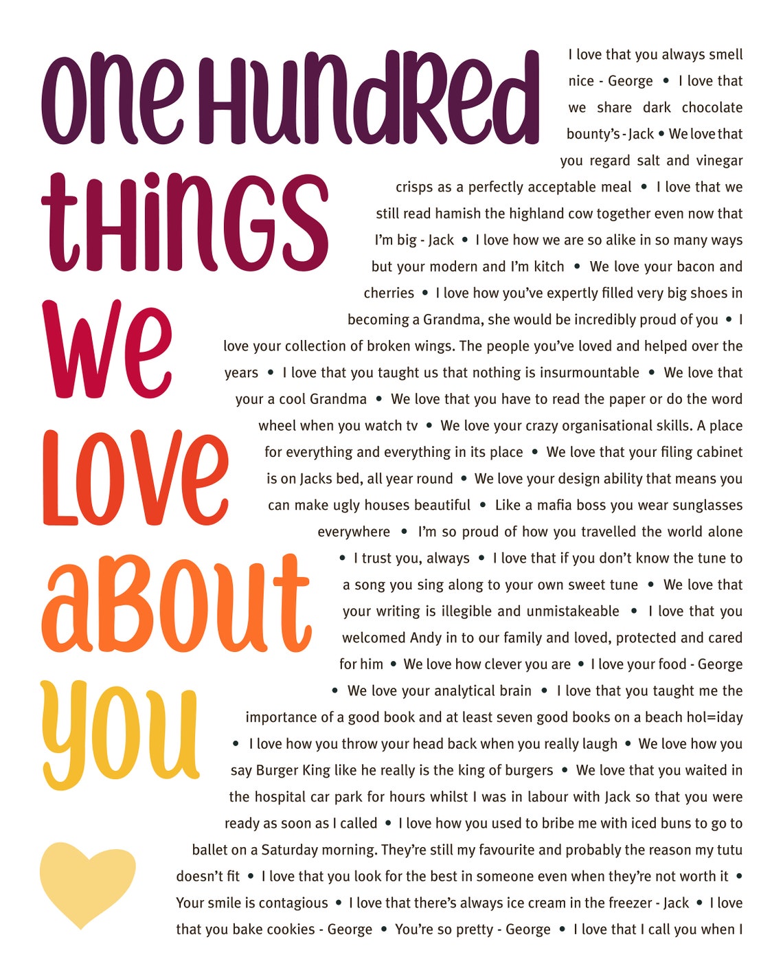 100 REASONS I Love You Personalized Valentine's Day Gift | Etsy