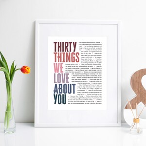 30 THINGS We Love About You; 30th Birthday; Husband's 30th Birthday ...