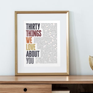 30 THINGS We Love About You; 30th Birthday; Husband's 30th Birthday ...
