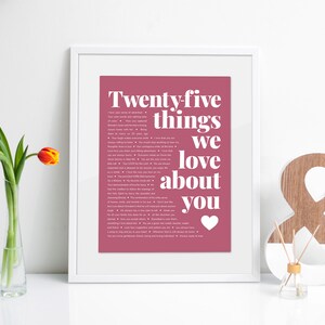 25 THINGS We Love About You; 25th Birthday; Sister's 25th; Friend's ...