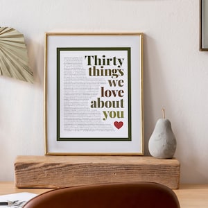 30 THINGS We Love About You; 30th Birthday; Husband's 30th Birthday ...