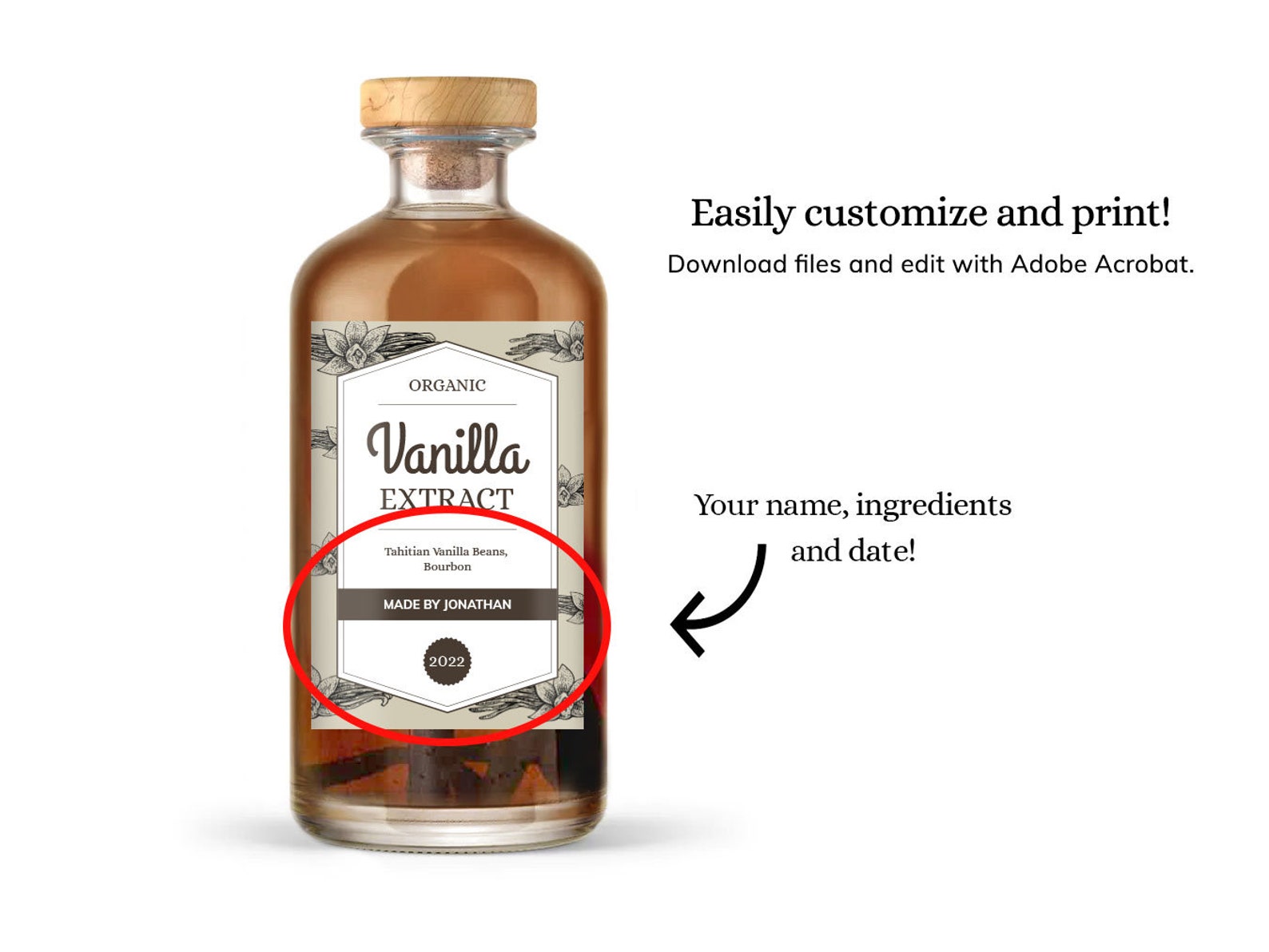 Vanilla Extract Labels Template Printable Gift Sticker - Etsy