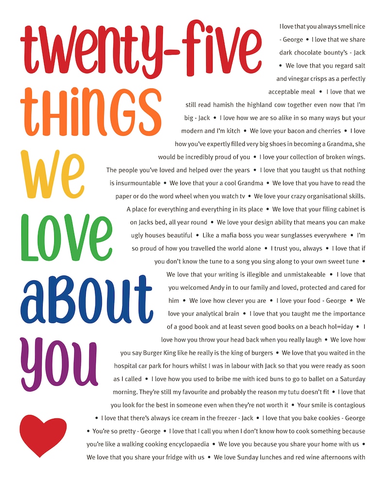 25 REASONS We Love You; 25th Birthday Gift; Daughter's 25th Birthday ...