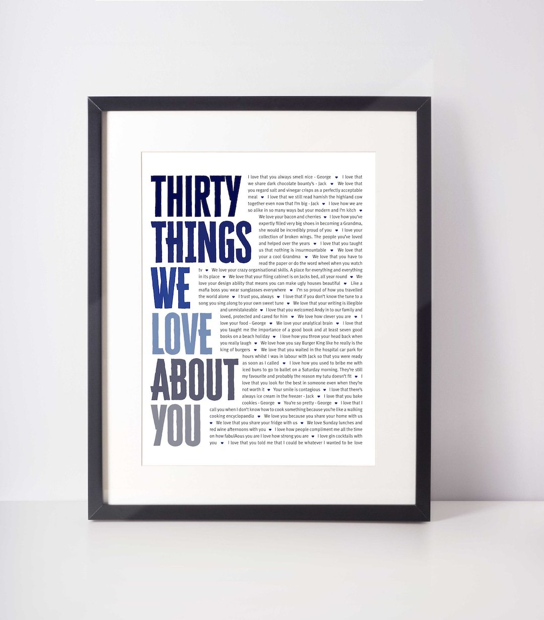 30 THINGS We Love About You; 30th Birthday; Husband's 30th Birthday ...