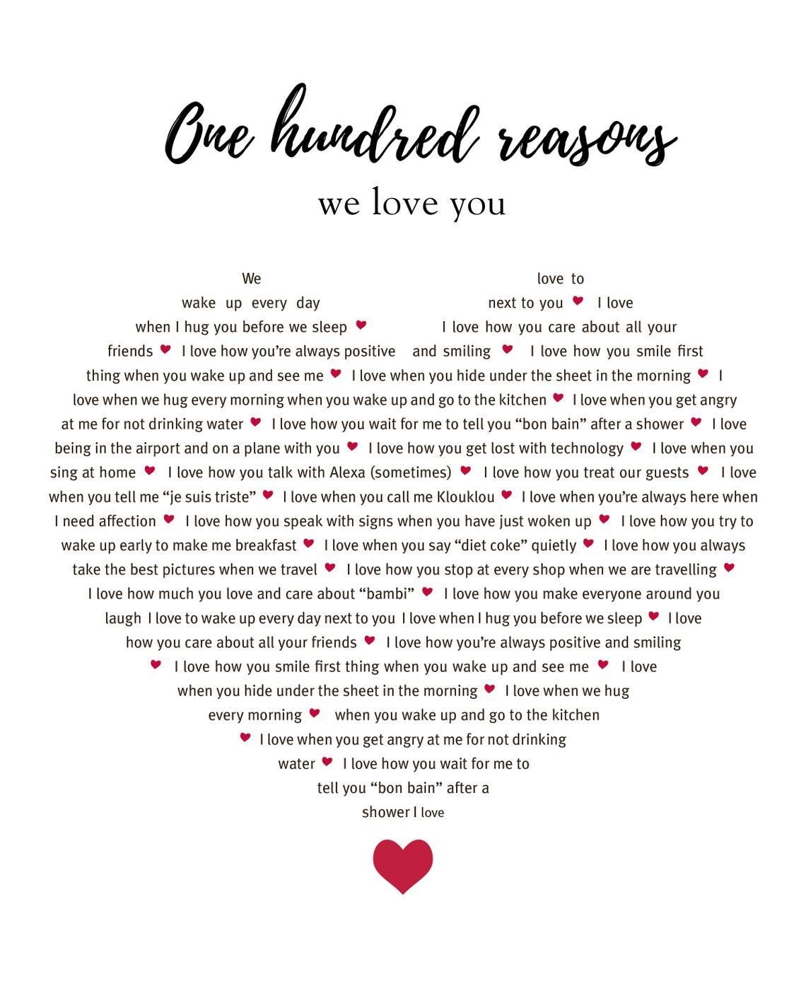 100 REASONS I Love You Personalized Anniversary Gift 100 - Etsy