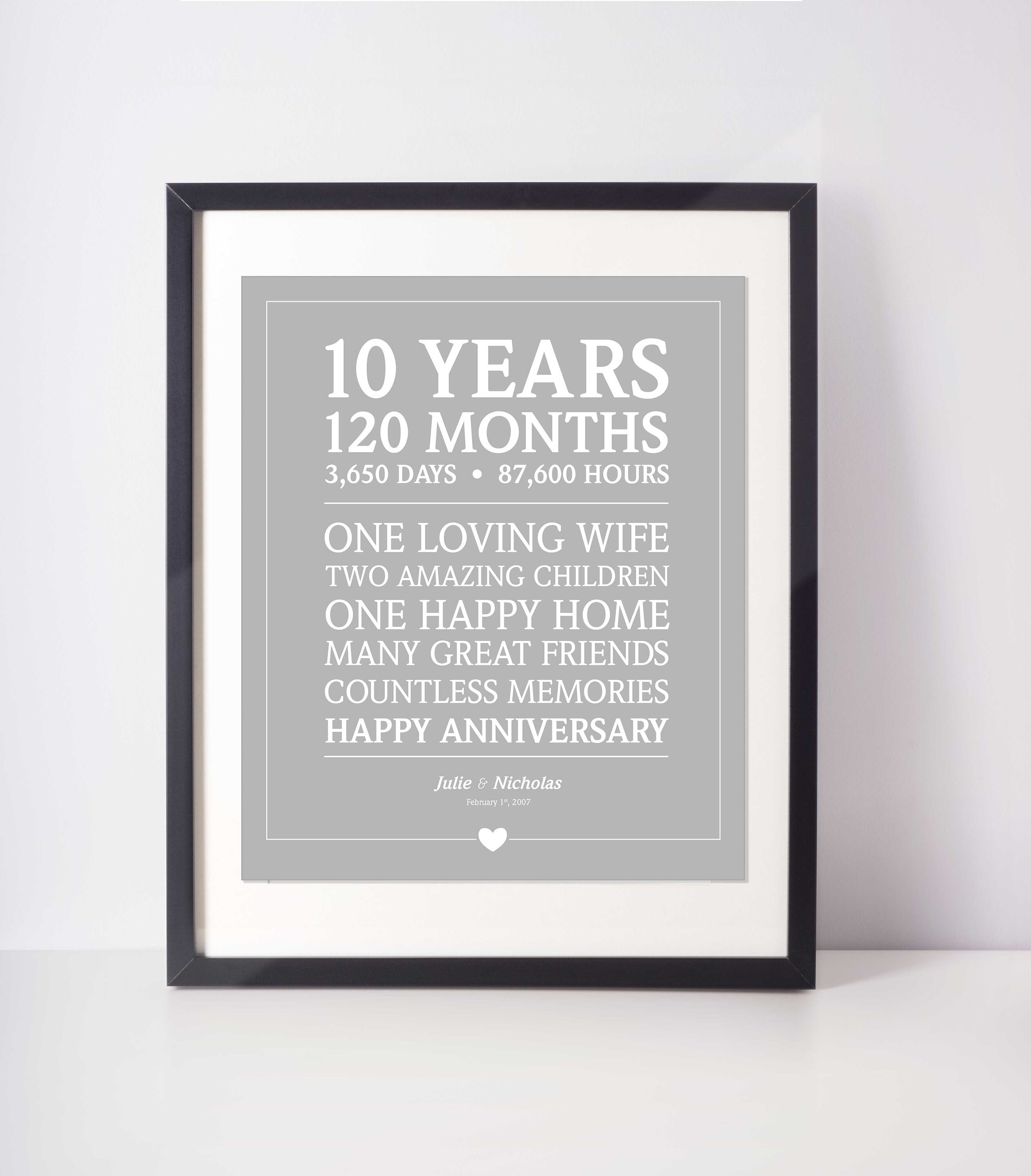 10th Anniversary Gift Personalized Anniversary Custom - Etsy