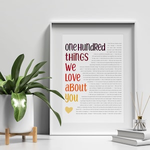 100 REASONS We Love You; Personalized 100 Things We Love About You ...