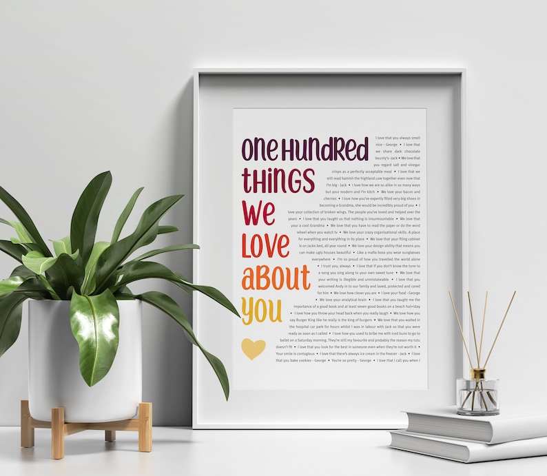 100 REASONS We Love You; Personalized 100 Things We Love About You ...