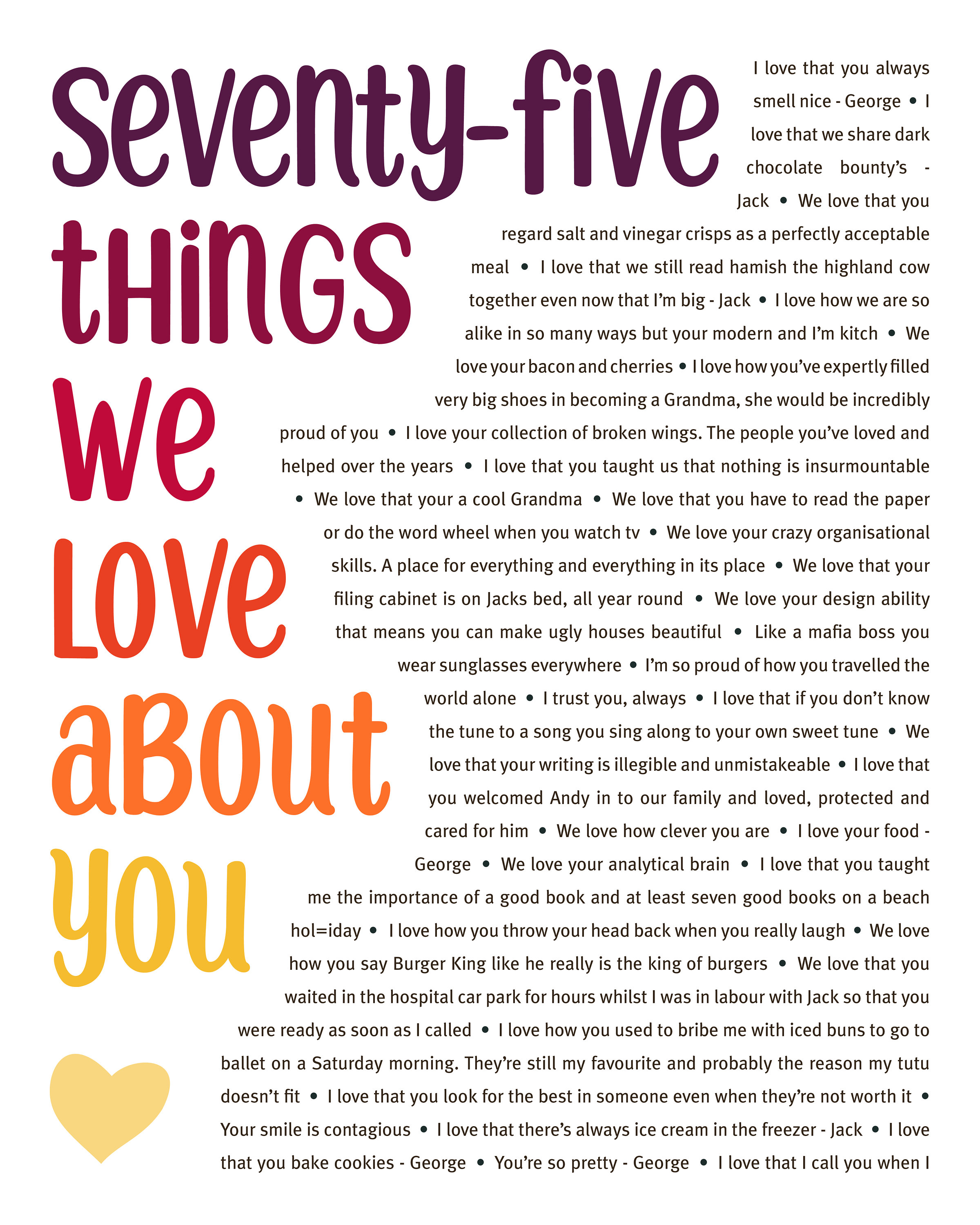 60 Things We Love About You 60 Things We Love About You | Etsy