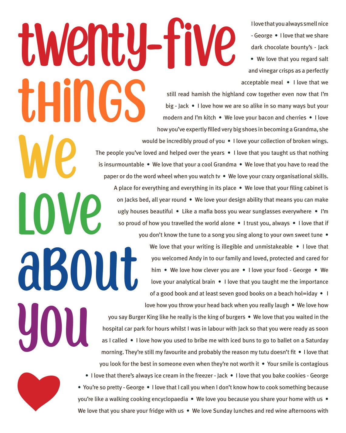 20 THINGS We Love About You 20th Birthday Sister 20th - Etsy