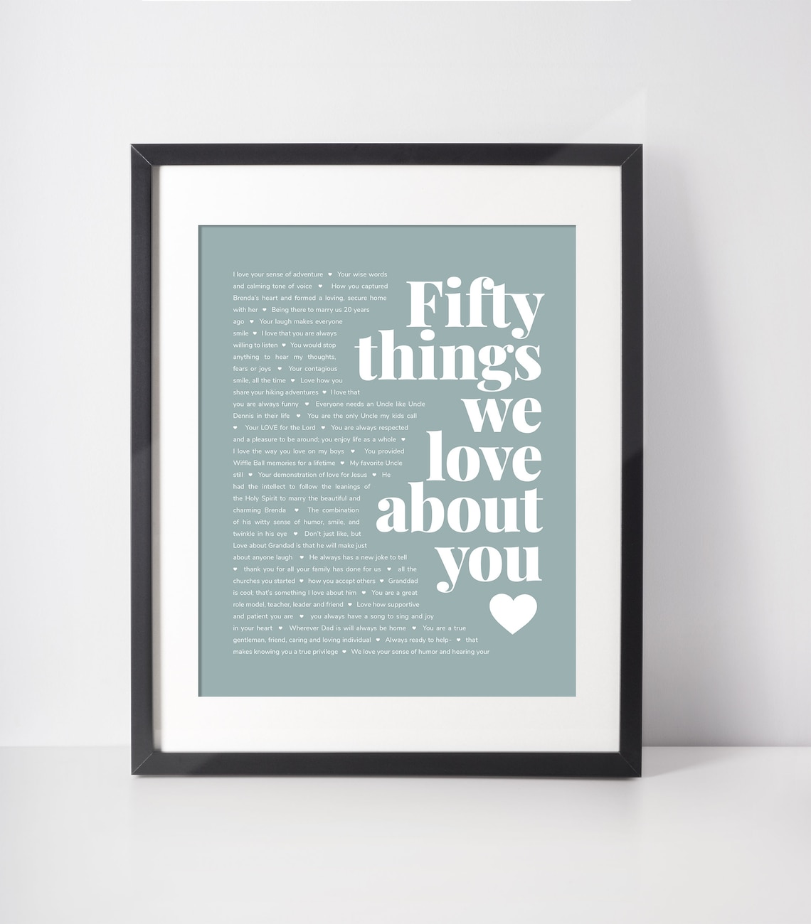 50 THINGS We Love About You 50th Birthday Gift for Her Gift - Etsy