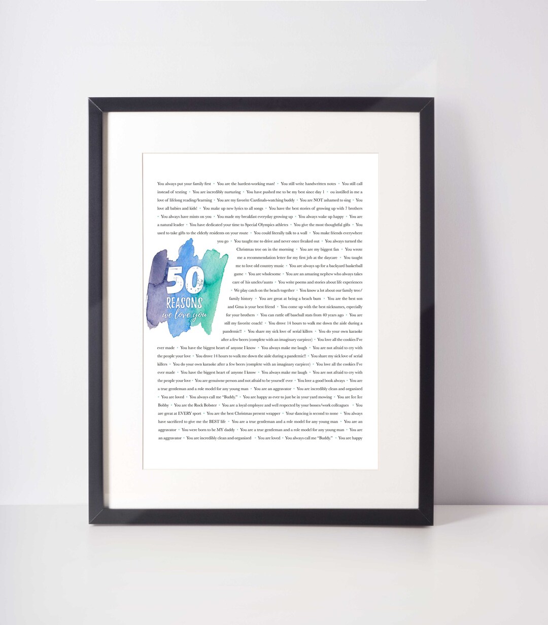 50 THINGS We Love About You; 50th Birthday; Brother 50th ; Husband's ...