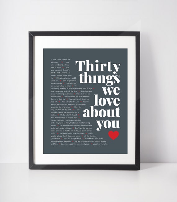 30 THINGS We Love About You 30th Birthday Husband's 30th - Etsy
