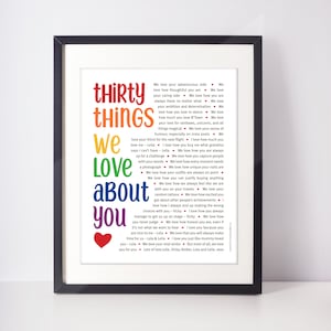 30 THINGS We Love About You; 30th Birthday; Brother 30th ; Husband's ...