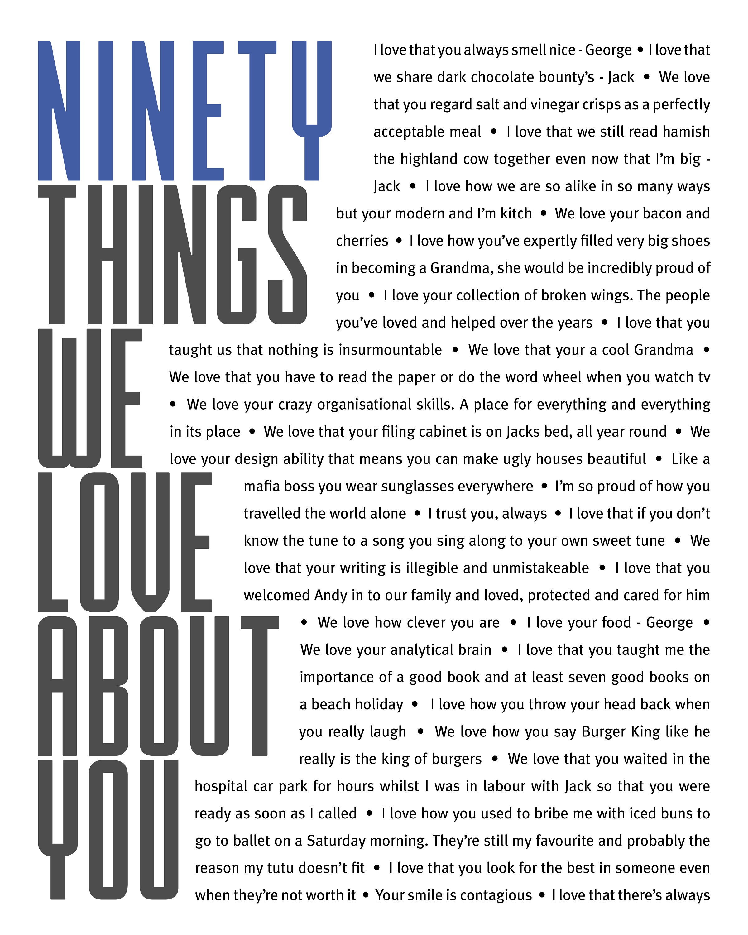 100 THINGS We Love About You; 100th Birthday; Gift for Uncle; Gift for ...