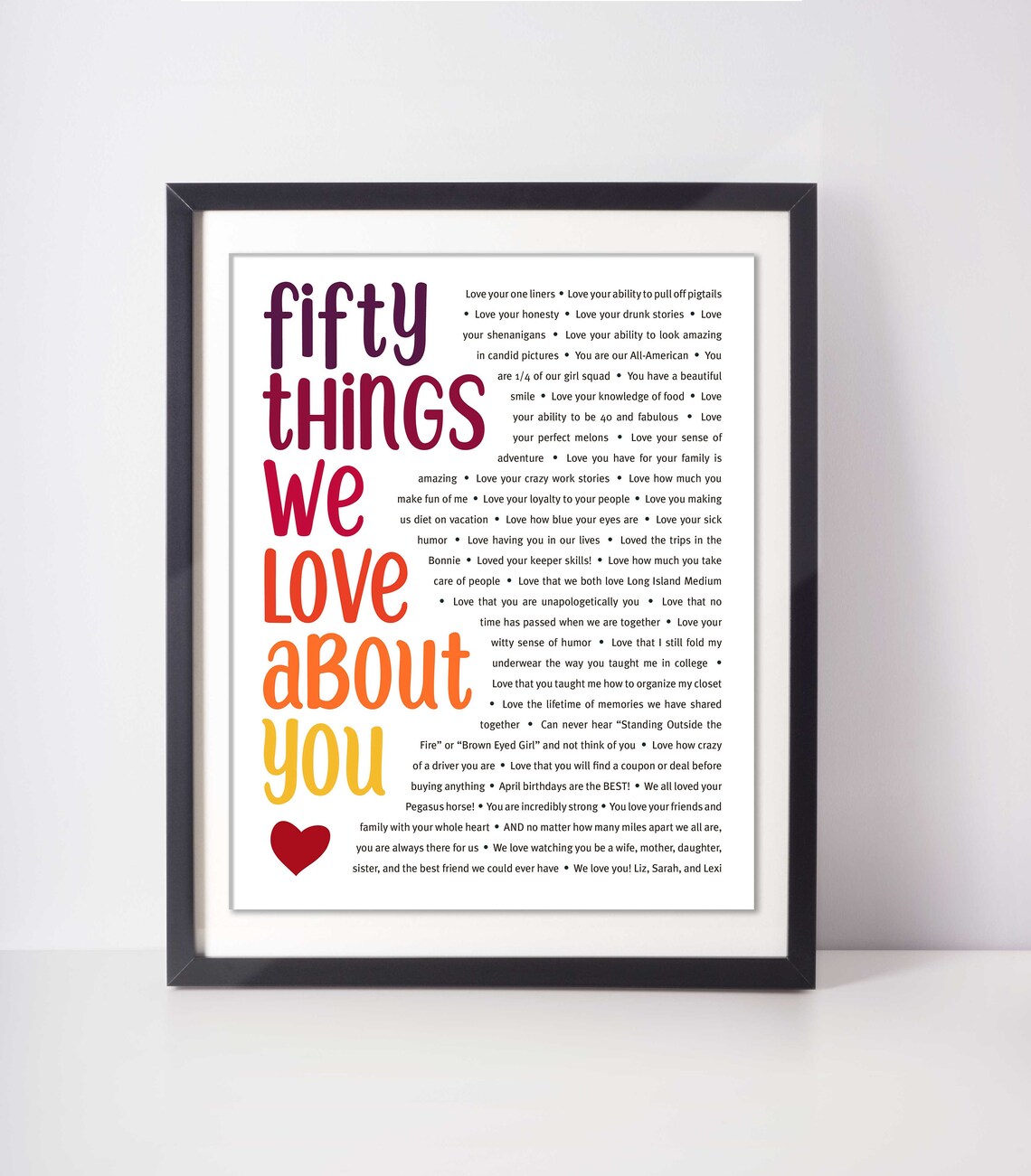 50 THINGS We Love About You 50th Birthday Brother 50th | Etsy