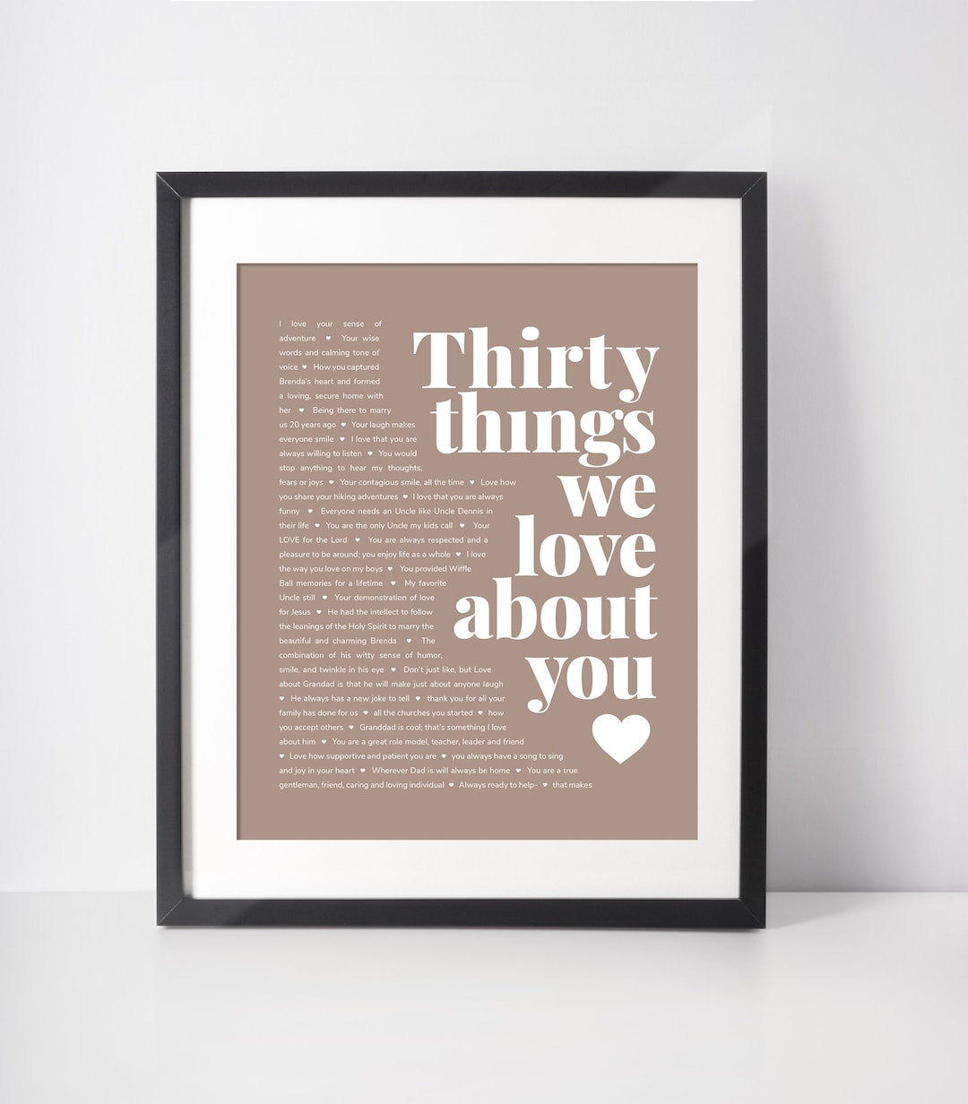 30 THINGS We Love About You; 30th Birthday; Husband's 30th Birthday ...