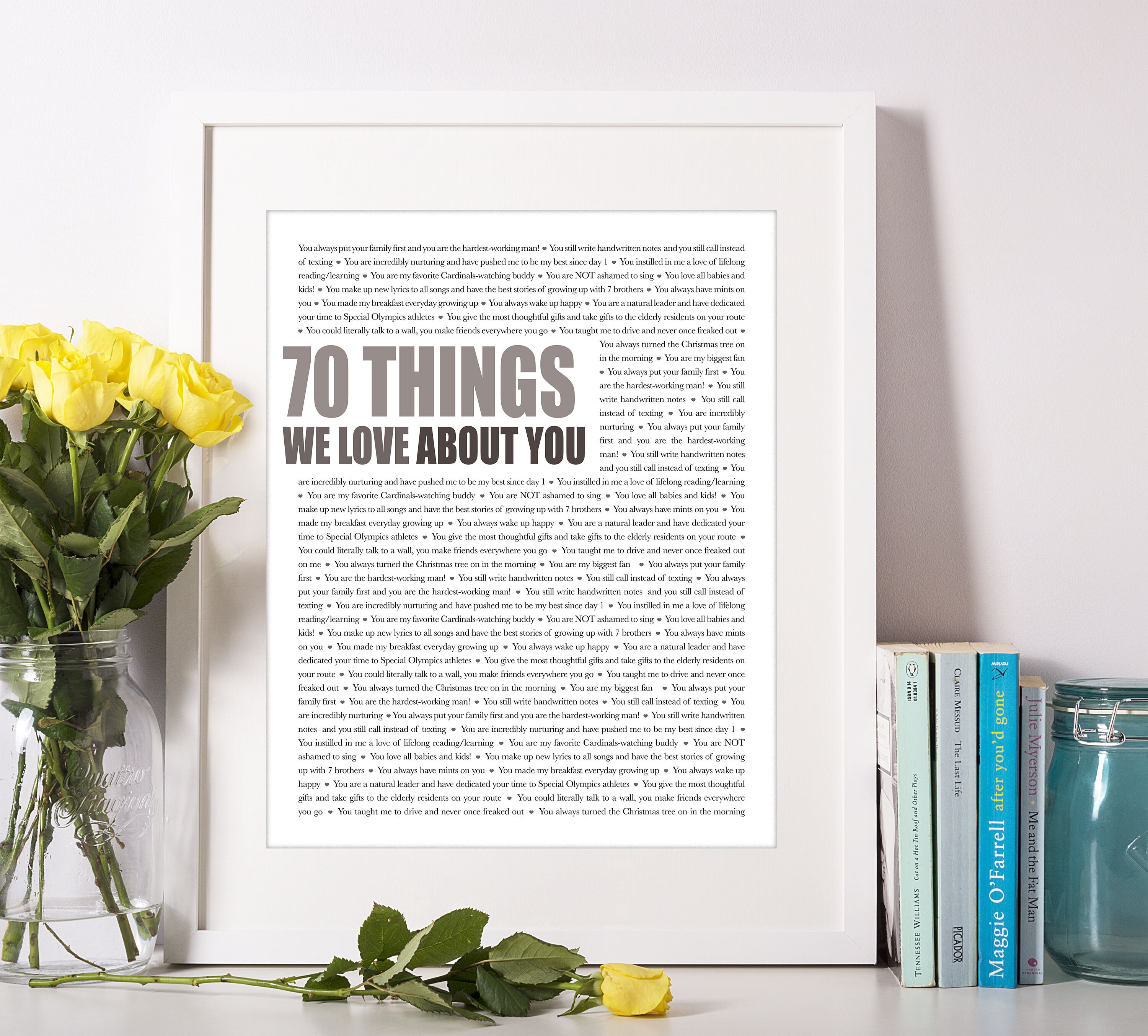 70 THINGS We Love About You 70th Birthday 70th Birthday Gift - Etsy UK