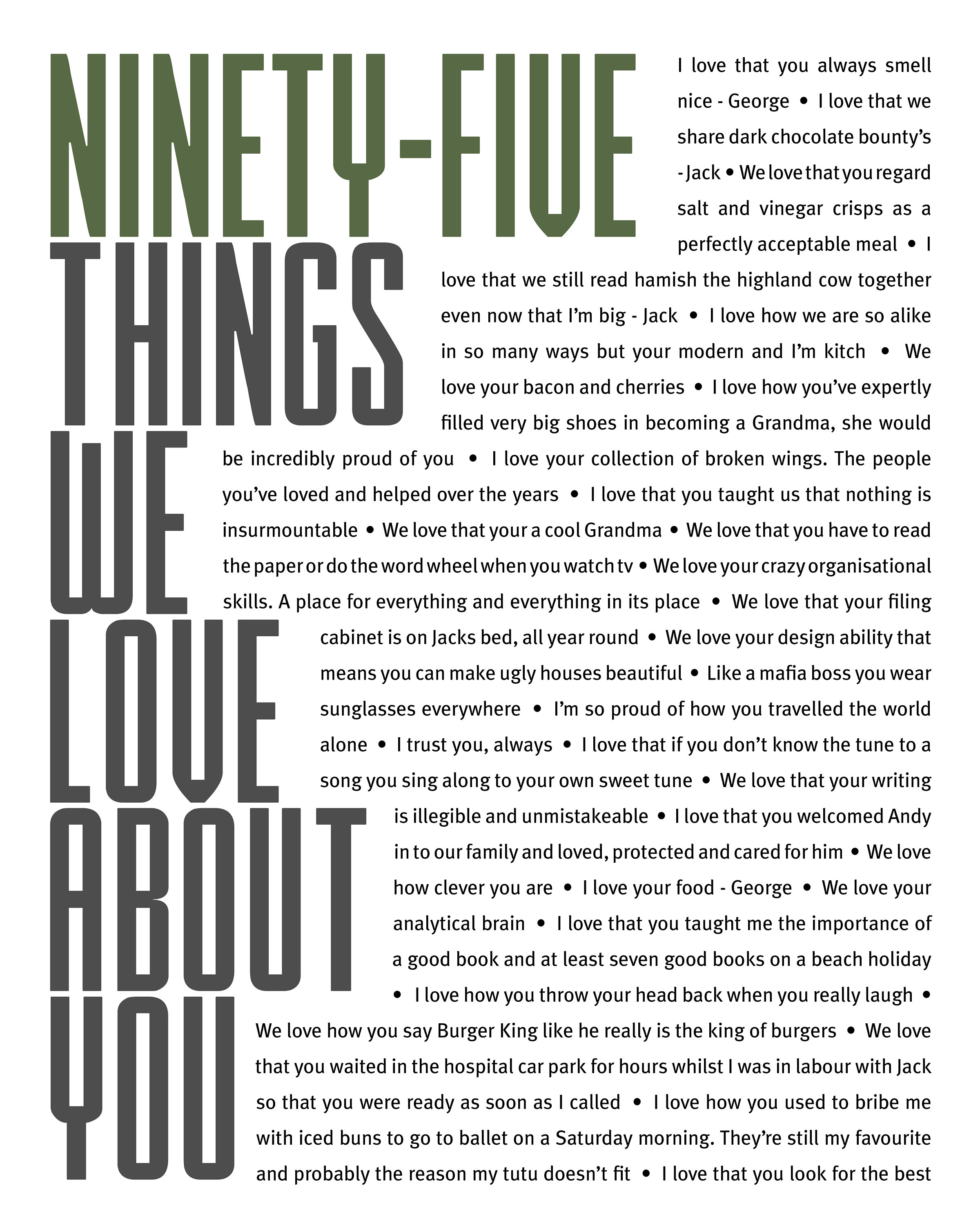 90 THINGS We Love About You; 90th Birthday; Gift for Uncle; Gift for ...
