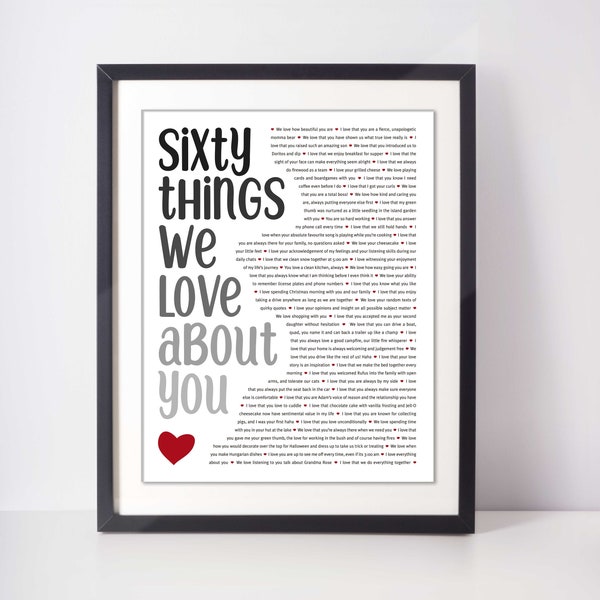60 Things We Love About You - Etsy