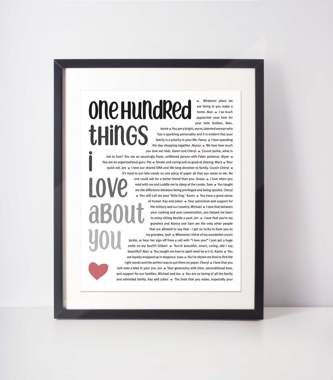100 REASONS We Love You; Personalized 100 Things We Love About You ...