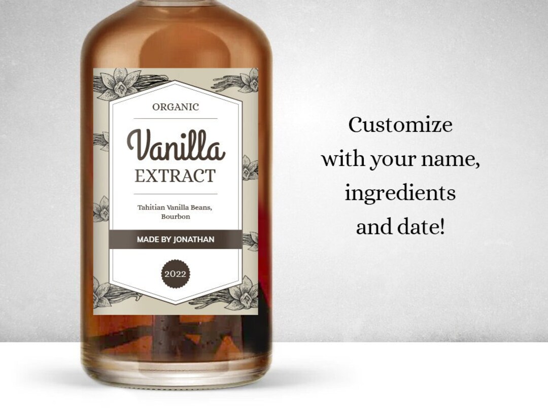 Vanilla Extract Labels, Template, Printable Gift Sticker, Instant ...