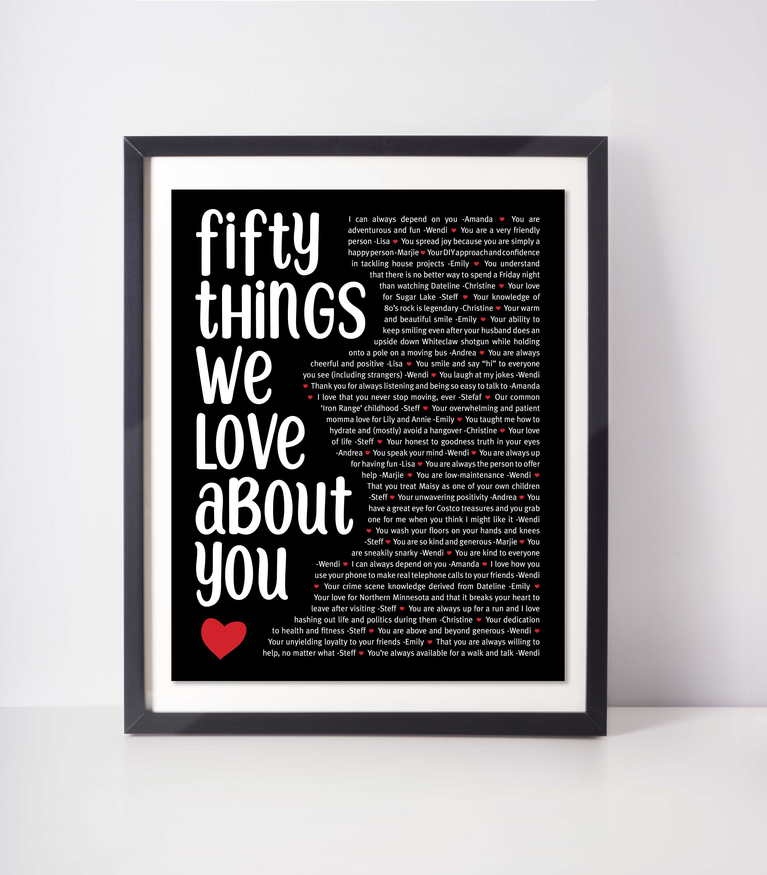 50 THINGS We Love About You 50th Birthday Brother 50th | Etsy