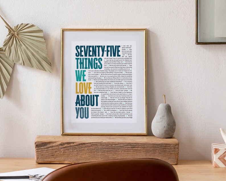 75 REASONS We Love You 75th Birthday Gifts for Her - Etsy