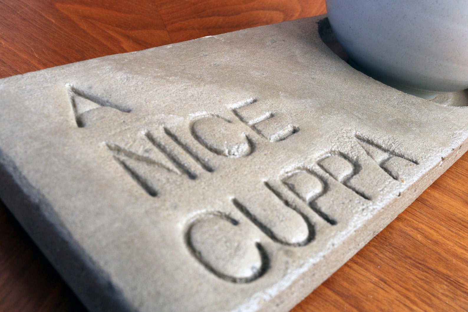 A NICE CUPPA Concrete Cast Coaster cup Not Included - Etsy