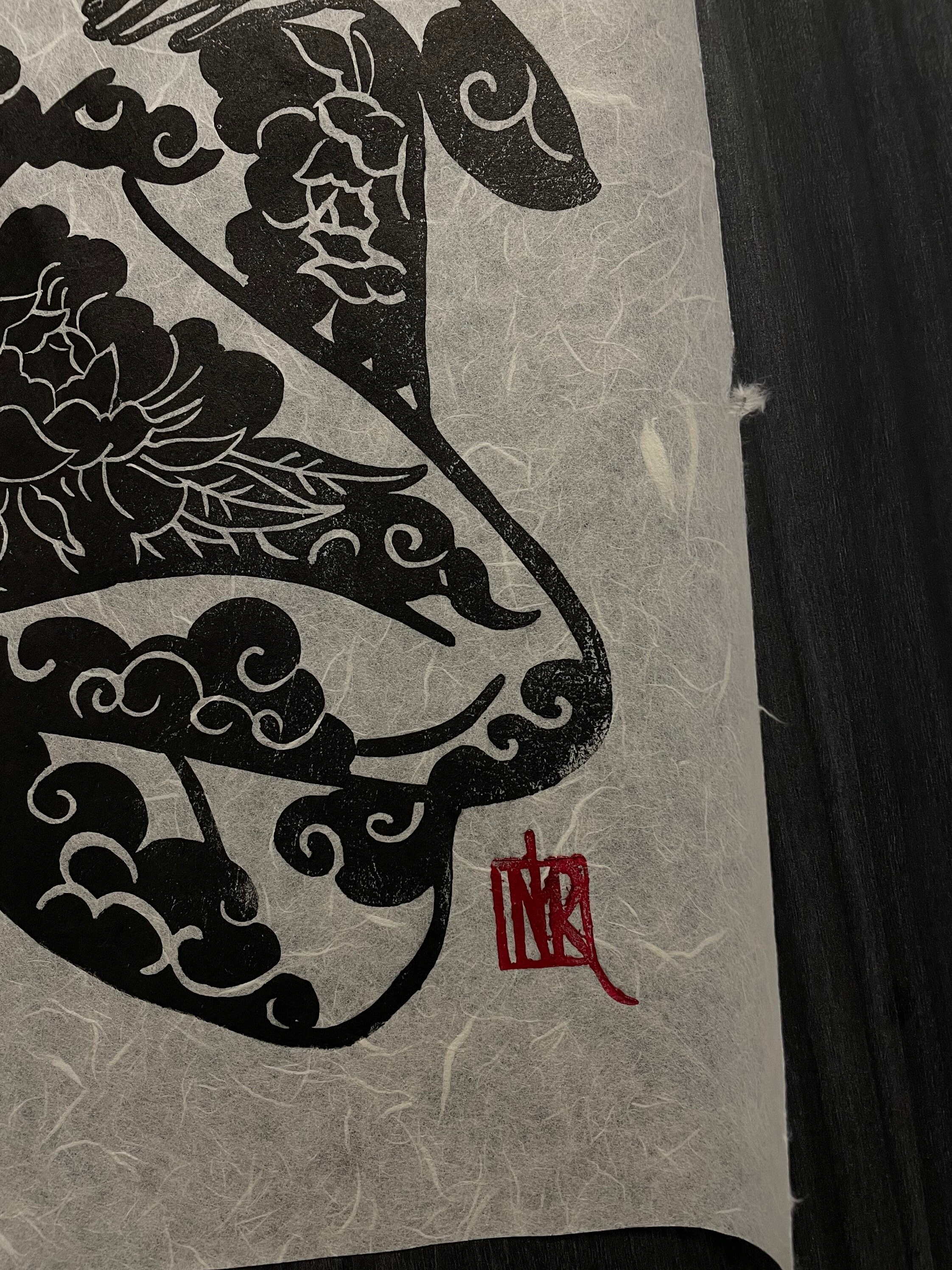 Linocut/ Hand-engraved Art Print/ Woman Lying Down With Body Tattooed ...