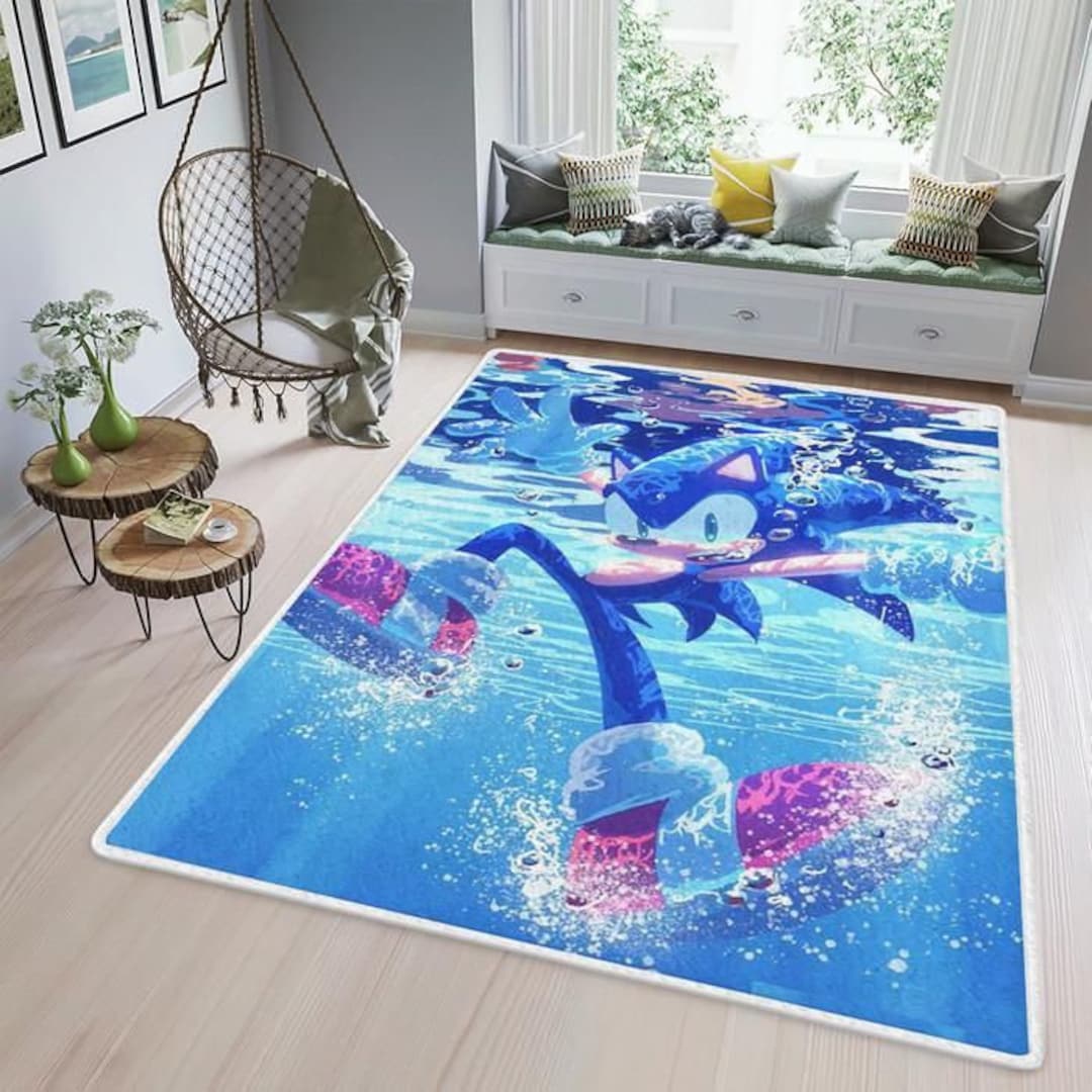 Sonic the Hedgehog Drowning Gift Fan Area Rug Living - Etsy