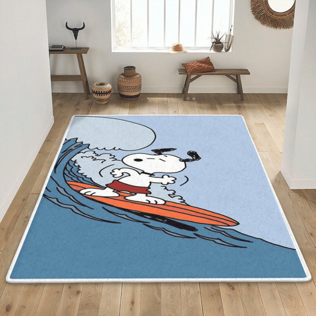 Peanuts Snoopy Snoopy Surfing Area Rug Living Room Funny - Etsy