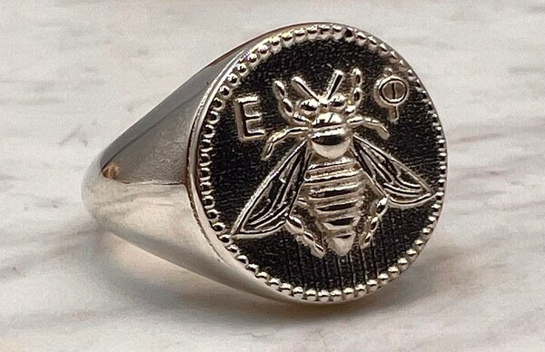 Sterling Silver and Gold Honey Bee Signet Ring - Etsy Canada