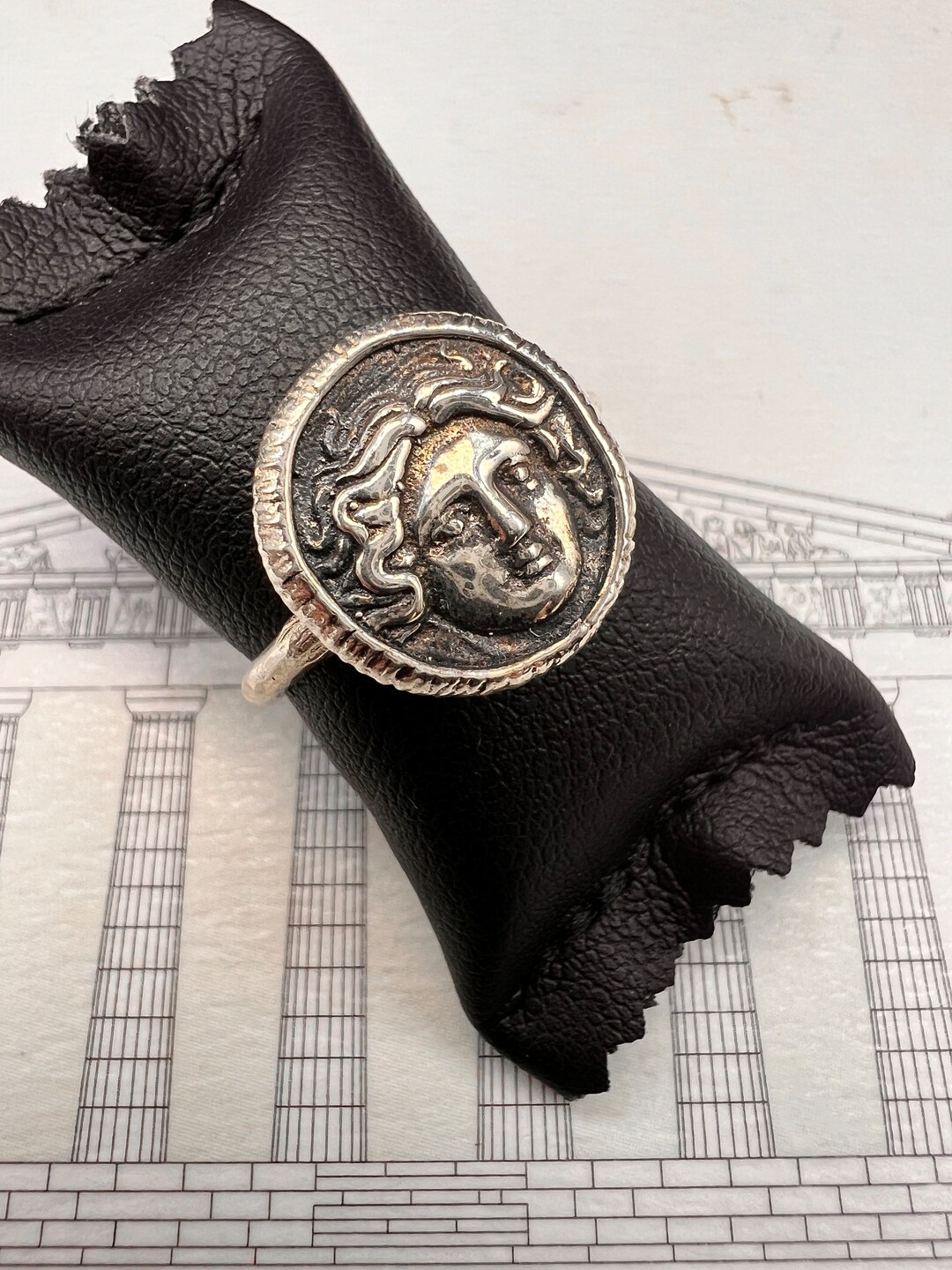 Sun God Helios Rhodes Ancient Greek Coin Copy Ring Greek Mythology ...