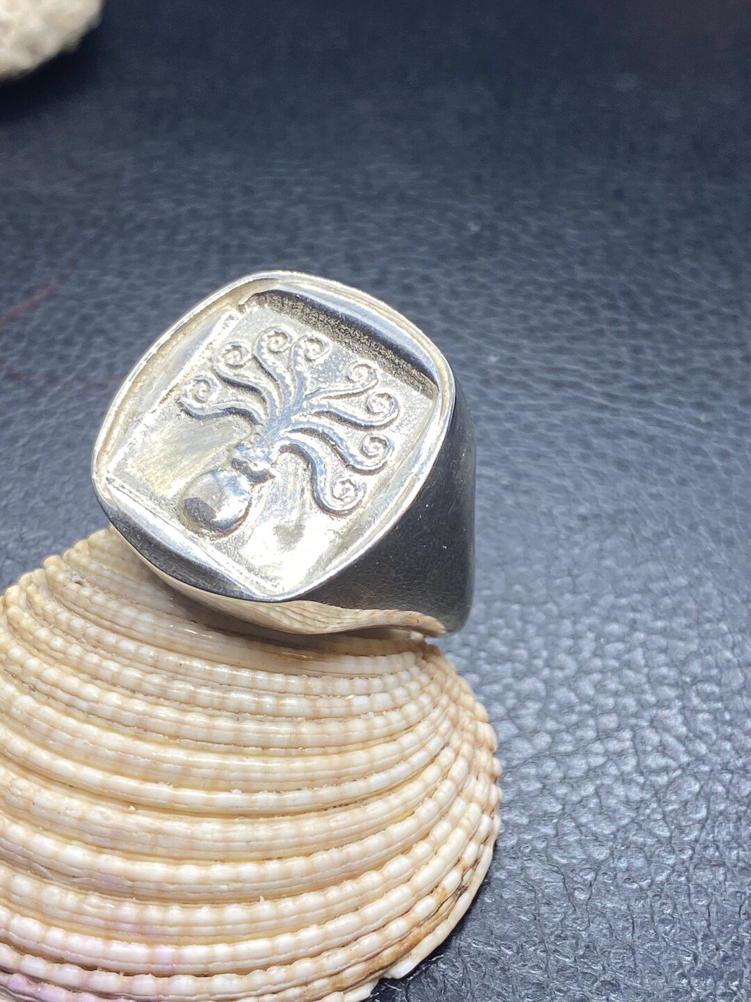Octopus Signet Ring Sterling Silver 925 - Etsy