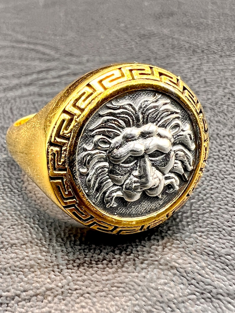 Nemean Lion Hercules Ancient Greek Key Signed Ring - Etsy