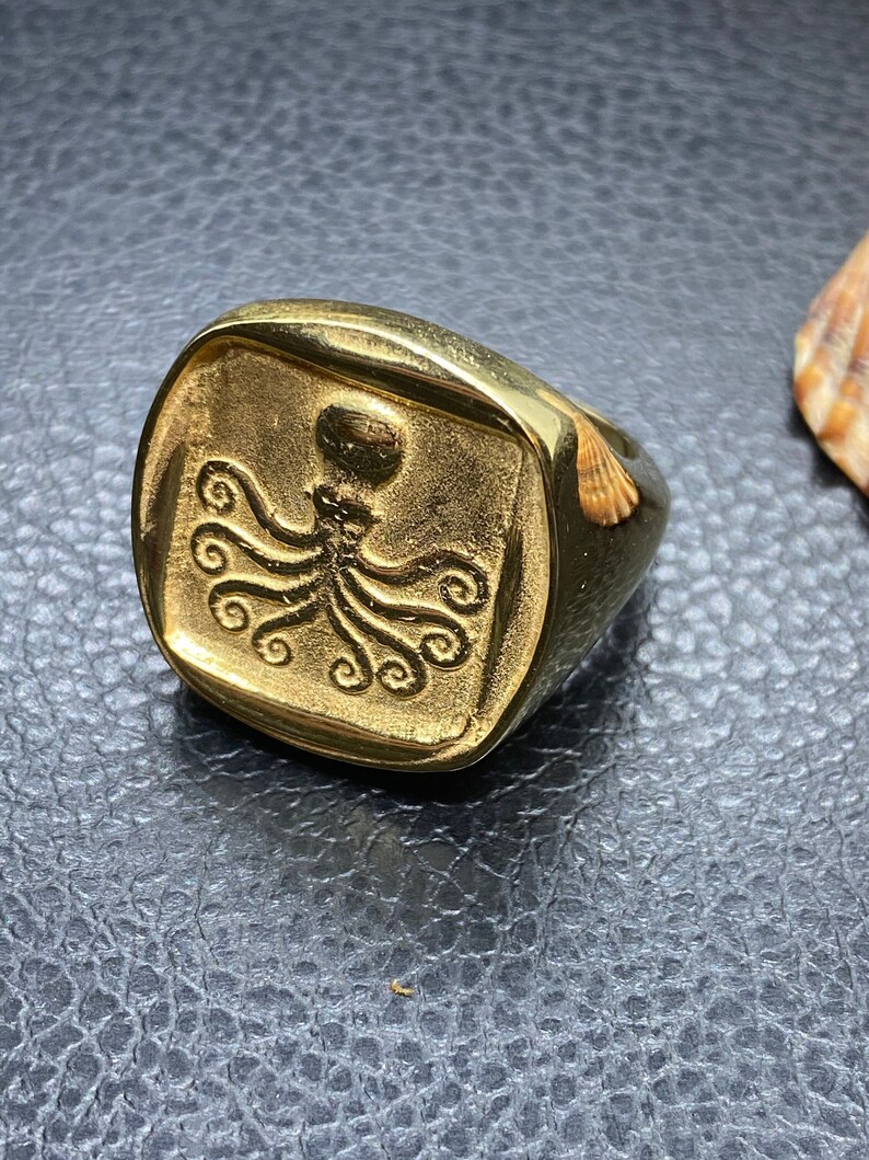 Octopus Signet Ring Bronze – Handmade Ancient Greek Coin Inspired Wax ...