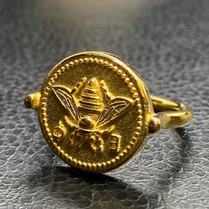 Ancient Greek Sacred Bee Goddess Medallion Coin Ring Bee Ring, Silver ...