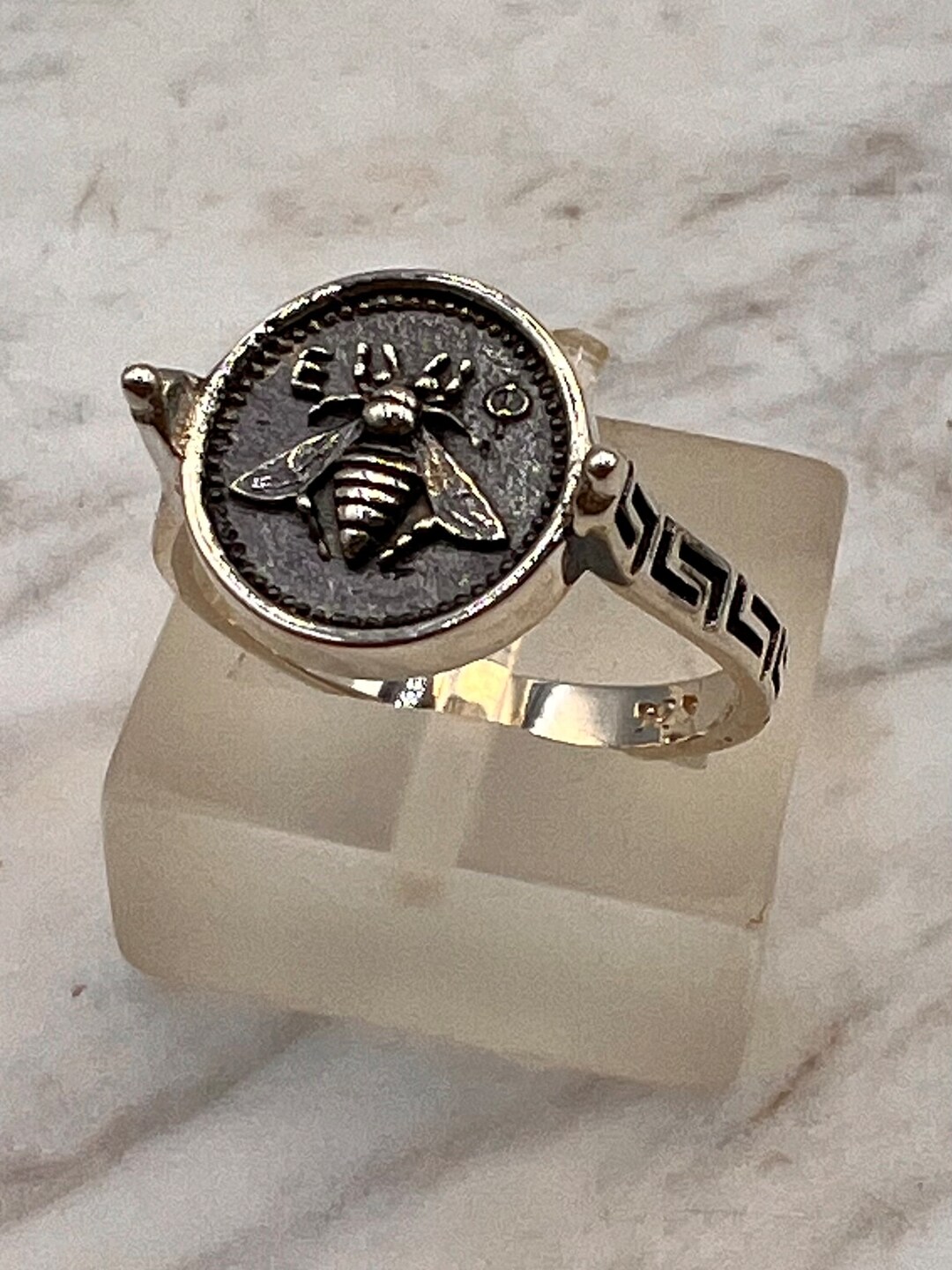 Ancient Greek Sacred Bee Artemis Goddess Medallion Coin Ring , Silver ...