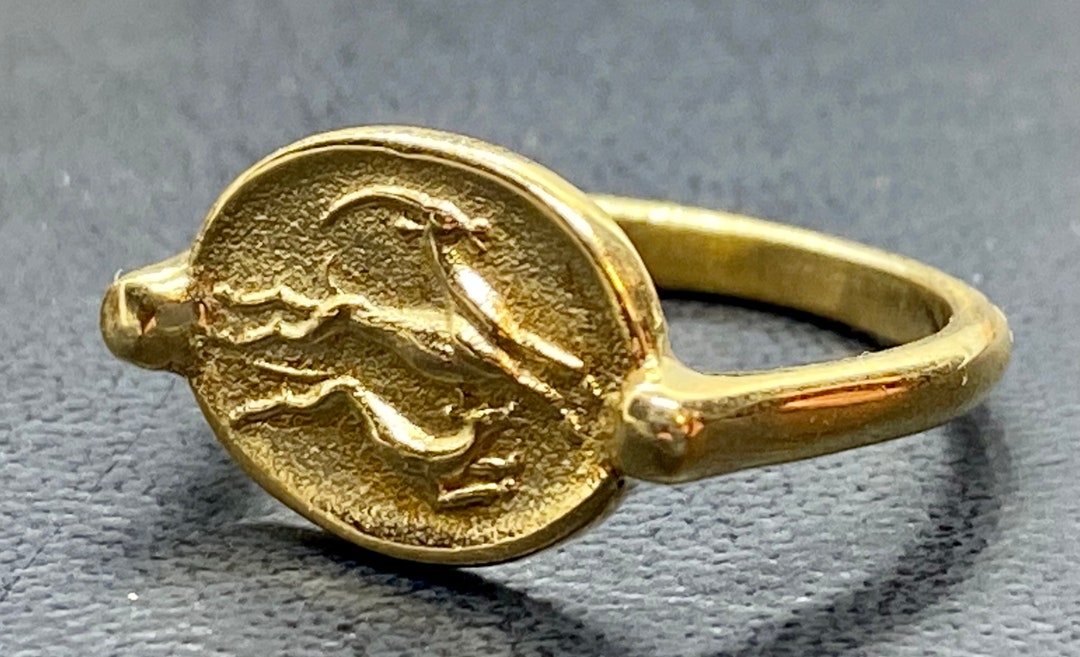 Deer Hunting Greek Coin Jewelry Handmade Solid Gold Ring - Etsy