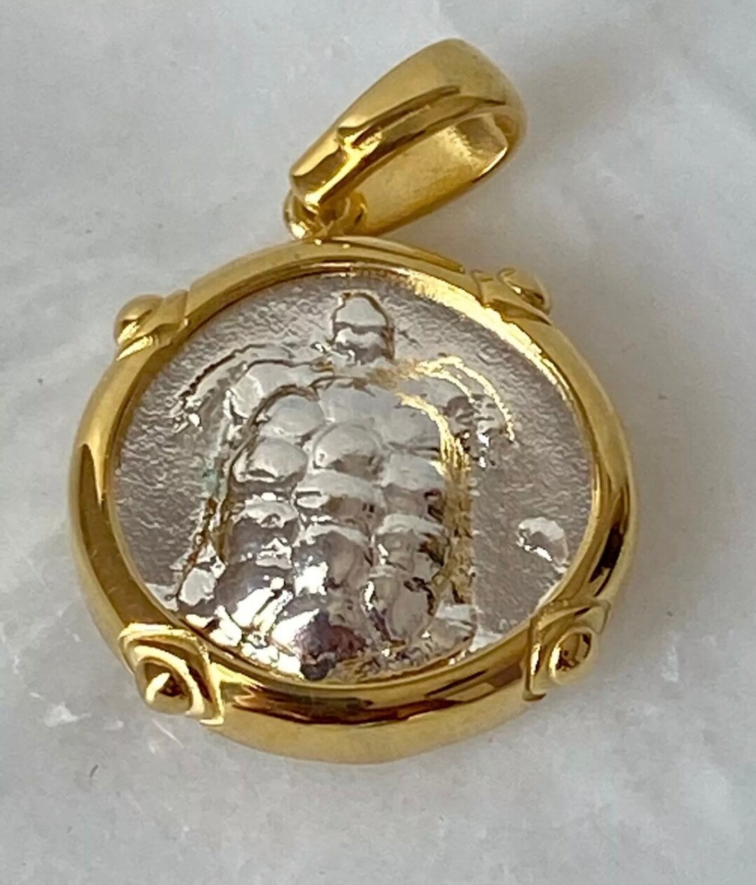 Turtle Aegina Ancient Greek Coin Copy Sterling Silver Gold Plated ...