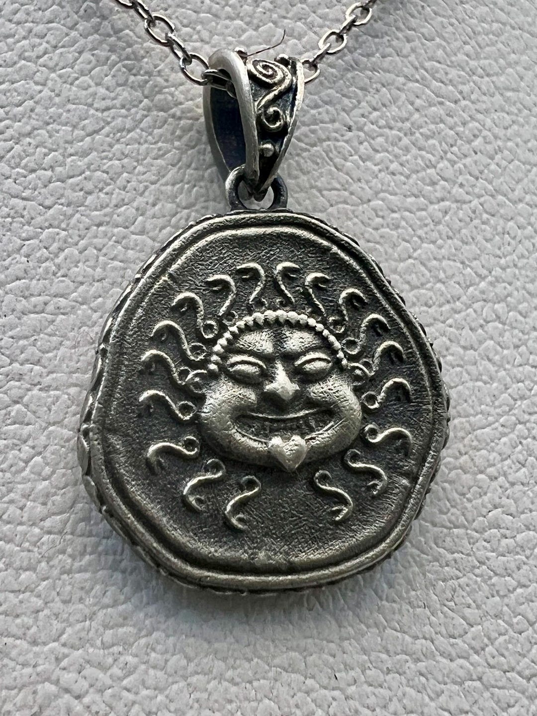 Medusa Gorgon Pendant – Gorgoneion Protective Ancient Greek Coin ...