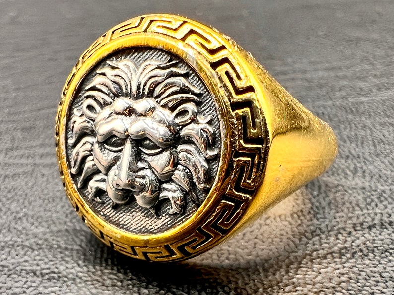 Nemean Lion Hercules Ancient Greek Key Signed Ring - Etsy