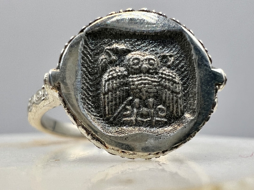 Ancient Greek Coin Ring the Owl of Goddess Athena Sterling Silver 925 ...