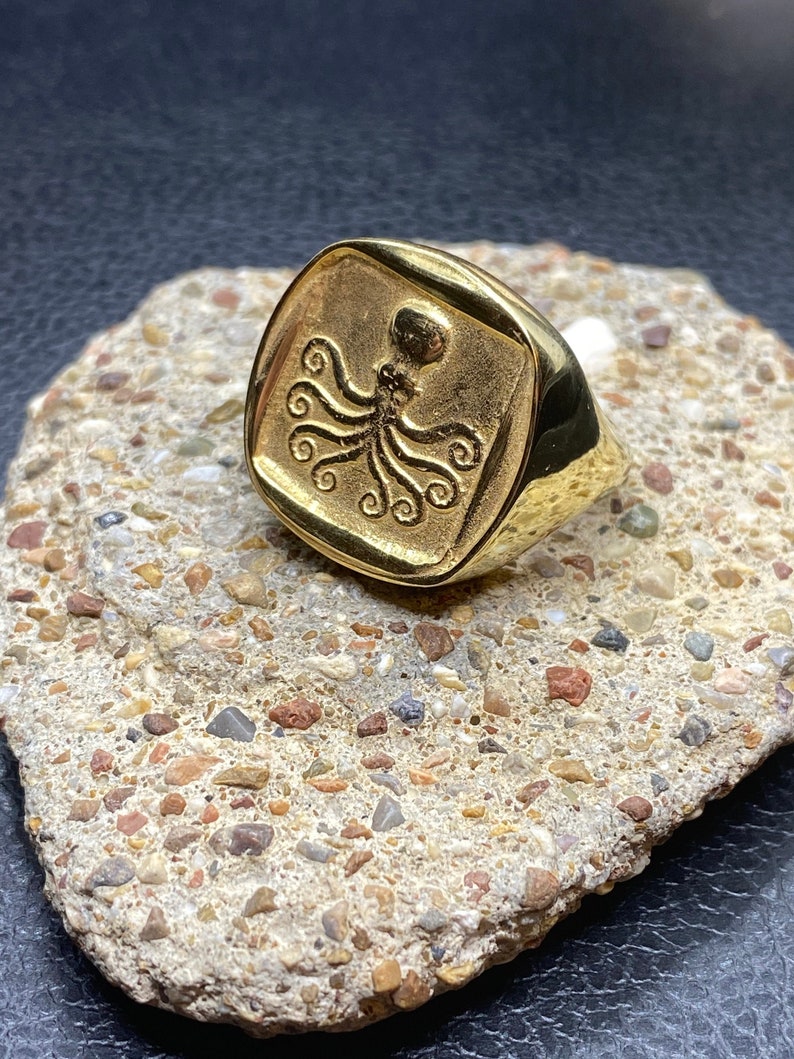 Octopus Signet Ring Bronze – Handmade Ancient Greek Coin Inspired Wax ...