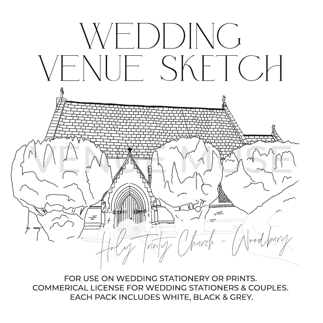 Holy Trinity Church Line Art – Custom Wedding Venue Drawing (digital ...